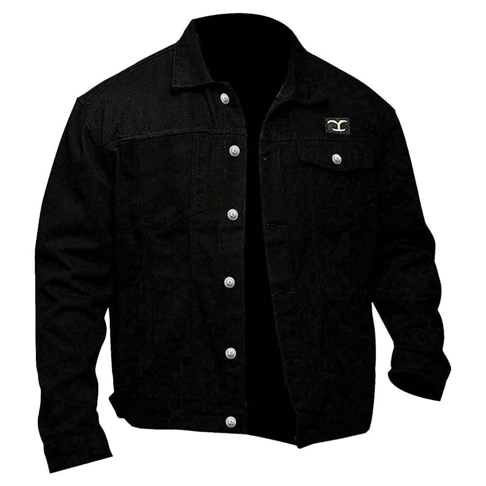 Mens Rip Wheeler Black Denim Jacket - Clara Leather